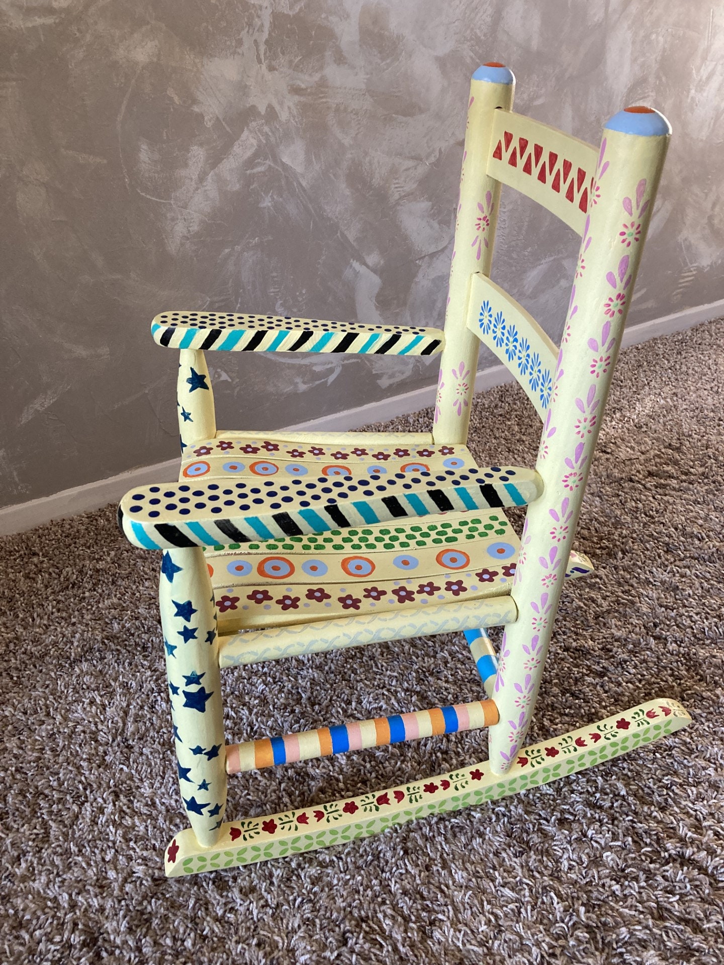Hand Painted Child's Solid Wood Rocker - Etsy
