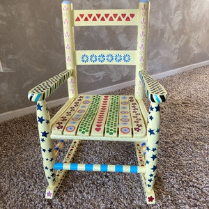 Hand Painted Child's Solid Wood Rocker - Etsy