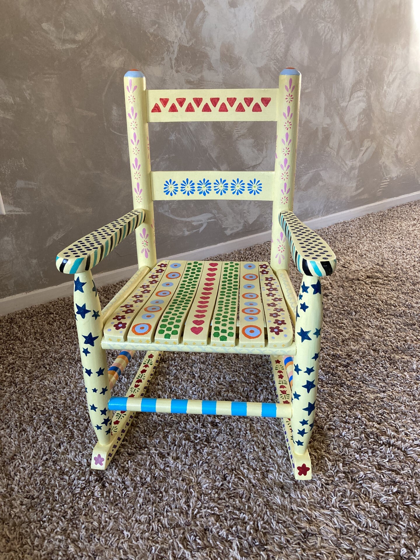 Hand Painted Child's Solid Wood Rocker - Etsy