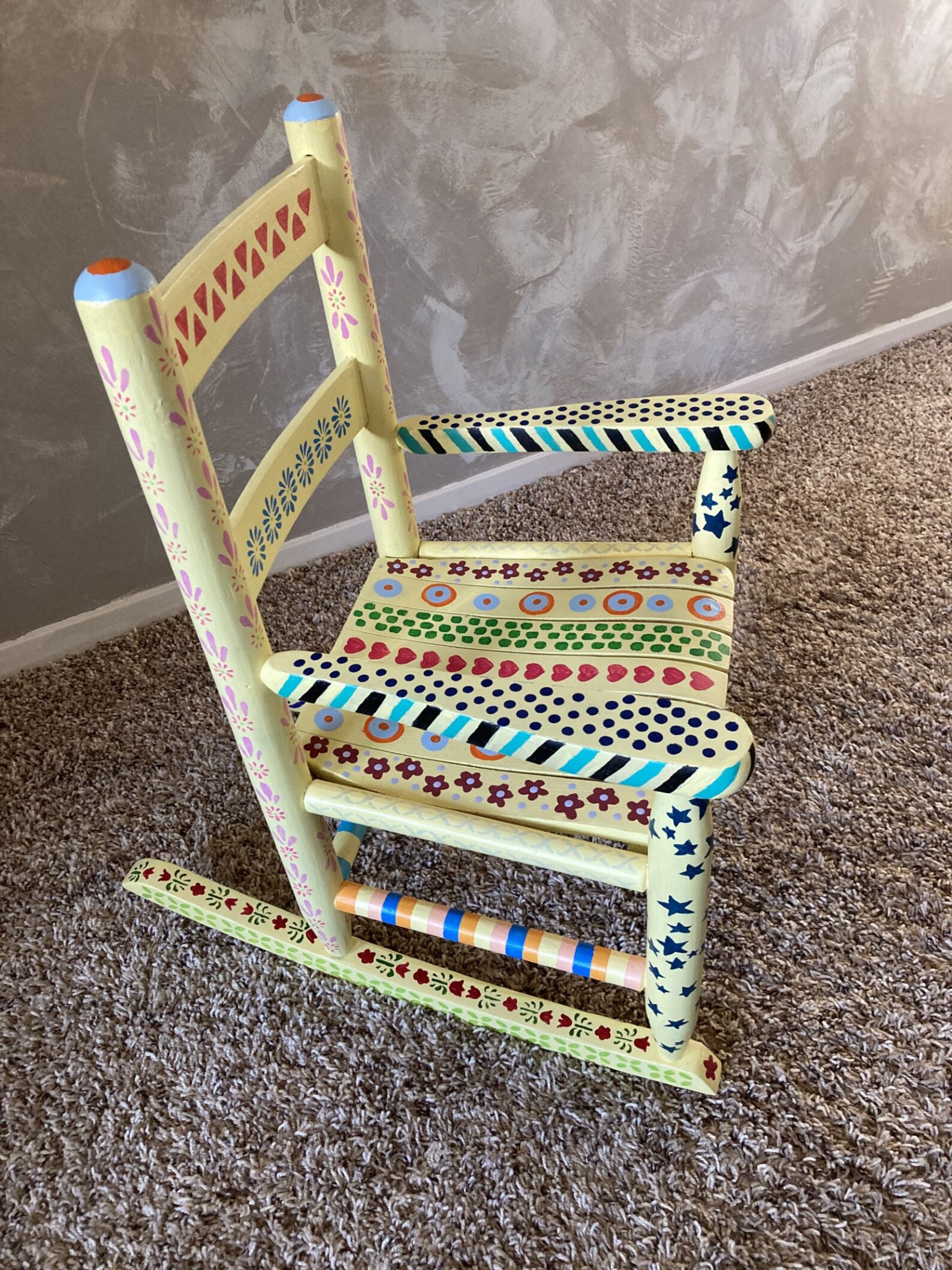 Hand Painted Child's Solid Wood Rocker - Etsy