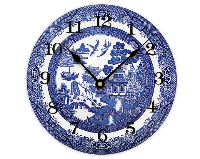 Blue Willow Wall Clock, Farmhouse Kitchen Decor - Etsy