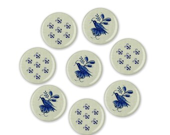 Blue Toile Refrigerator Magnets Set French Country Farmhouse | Etsy