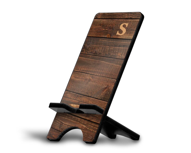 Monogrammed Cell Phone Holder Rustic Desk Decor - Etsy