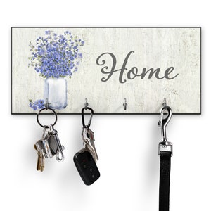 Modern Farmhouse Key Holder, Floral Entryway Wall Decor - Etsy