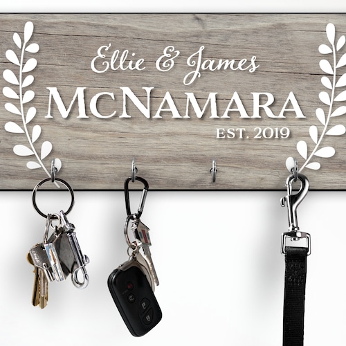 Personalized Key Holder for Wall Custom Wedding Gift | Etsy