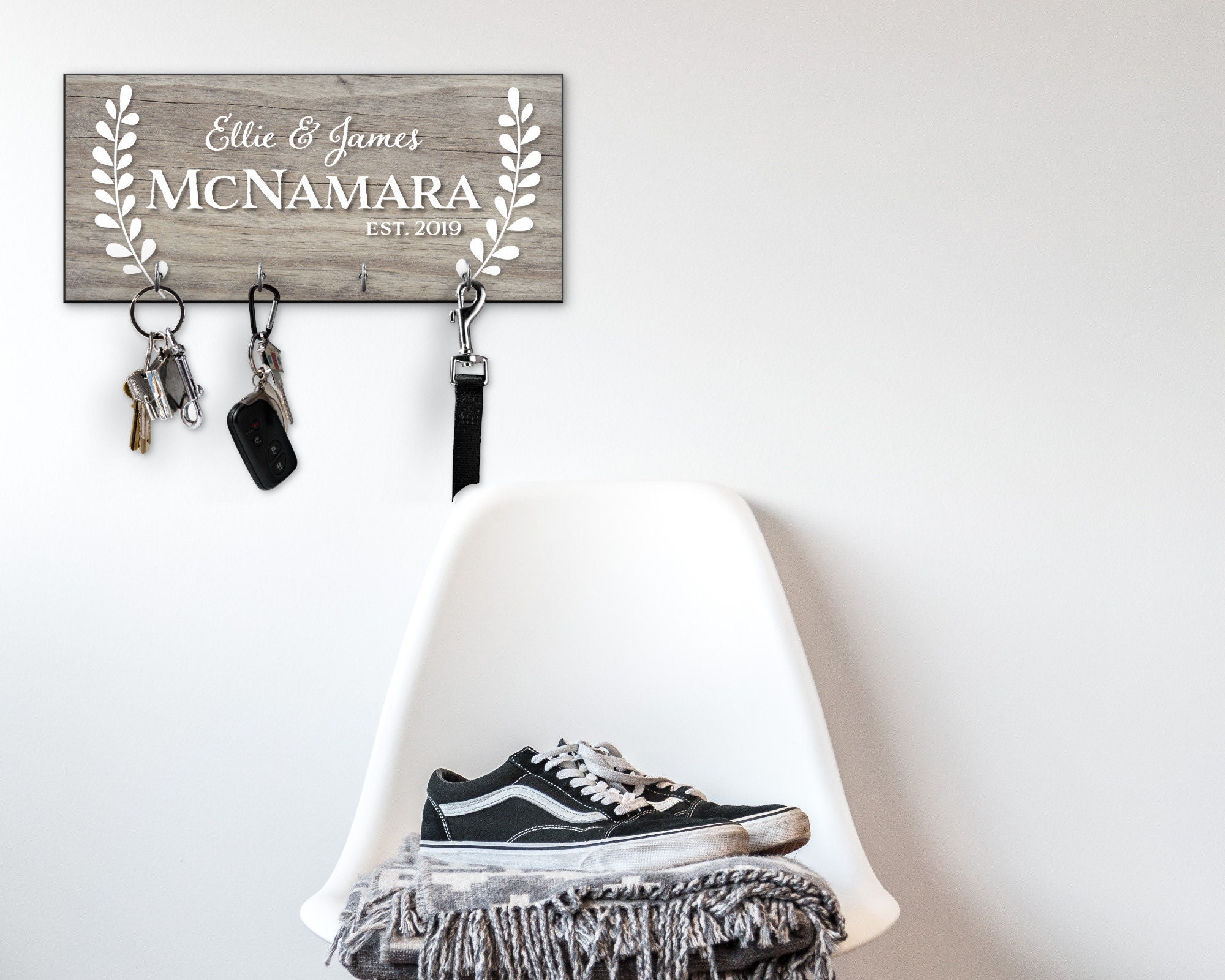 Personalized Key Holder for Wall Custom Wedding Gift | Etsy