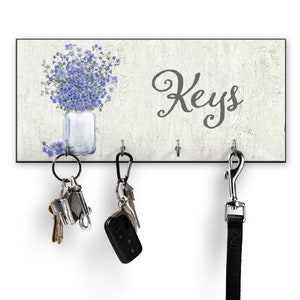 Modern Farmhouse Key Holder, Floral Entryway Wall Decor - Etsy