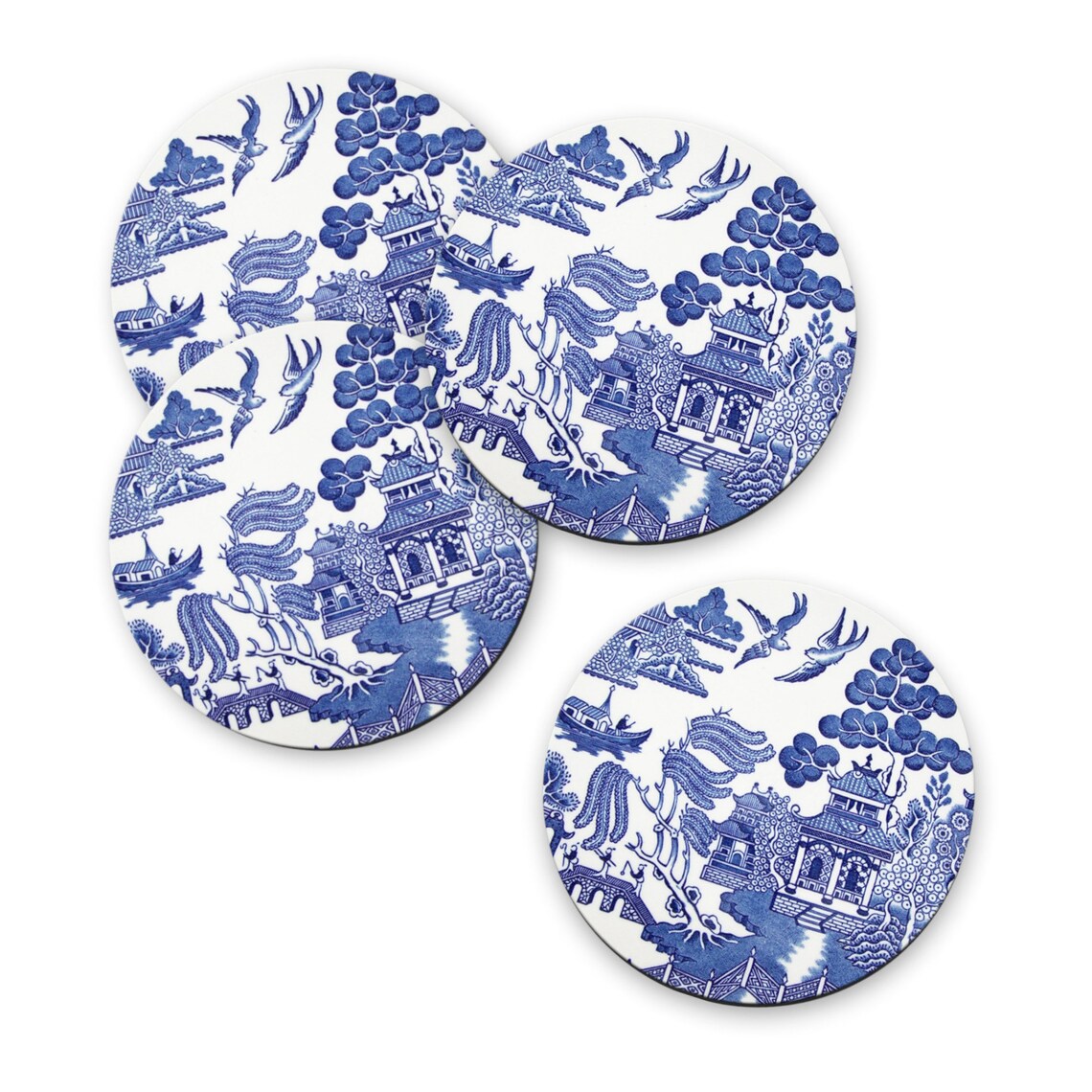 Blue Willow Coasters Set Vintage Style Drink Coasters Blue | Etsy
