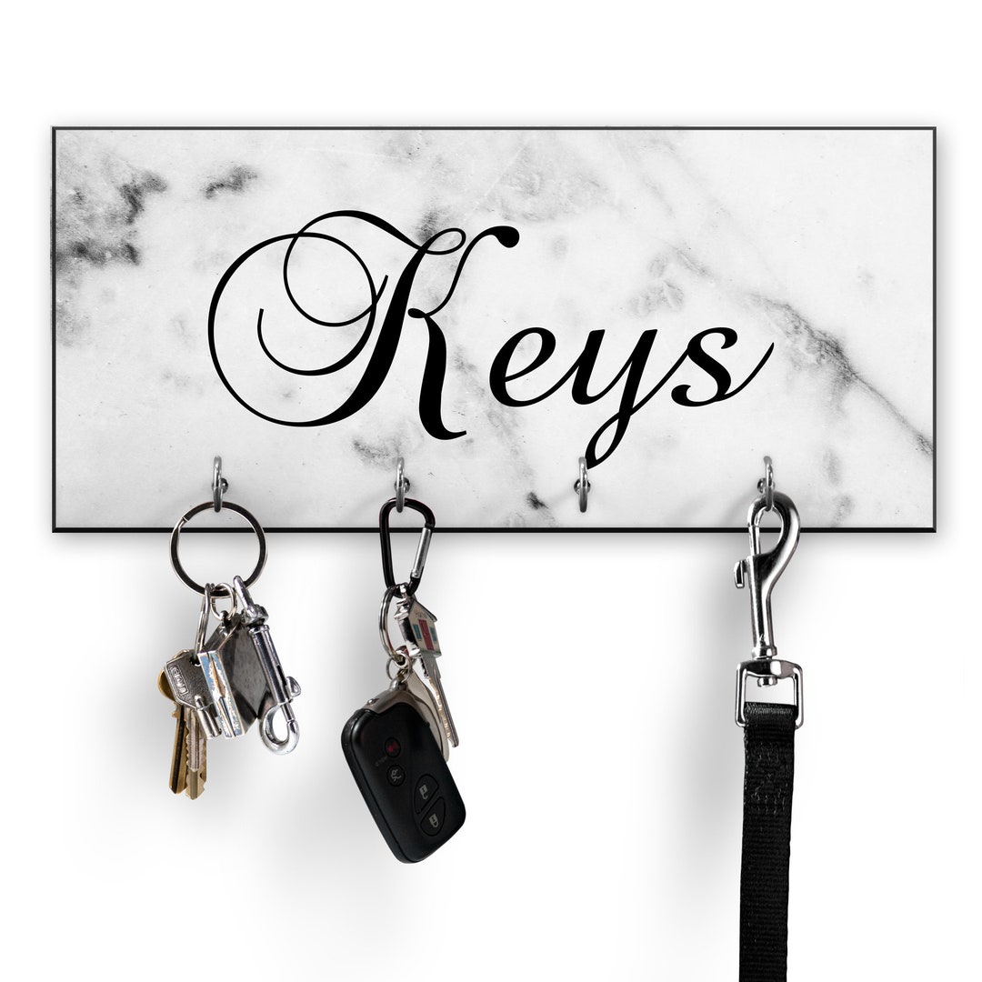 Modern Key Holder for Wall, Marble and Rose Gold or Black Keys Sign - Etsy