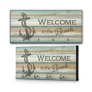 Key Holder for Wall, Welcome to the Beach Sign, Beach House Key Rack ...