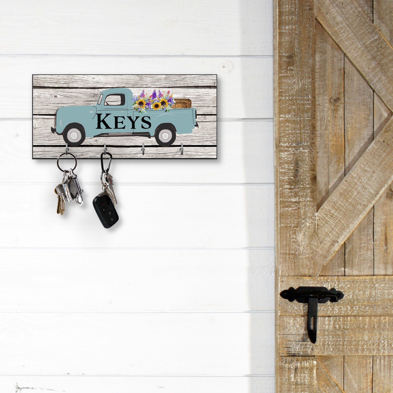 Modern Farmhouse Key Holder for Wall Pickup Truck With - Etsy