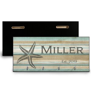 Beach House Key Holder for Wall, Personalized Key Hanger, Starfish ...