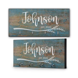 Rustic Blue Personalized Key Holder for Wall - Etsy