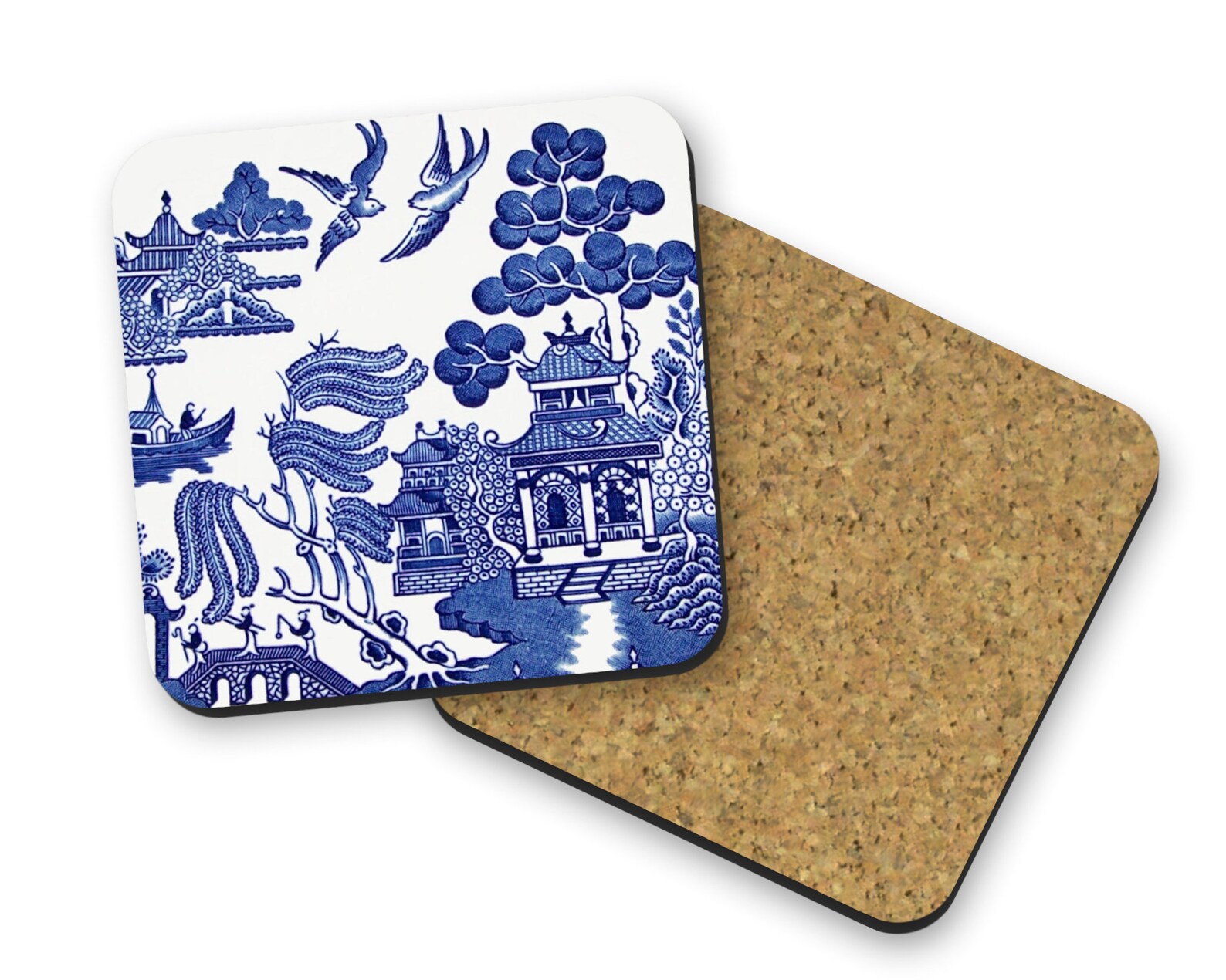 Blue Willow Coaster Set Vintage Style Drink Coasters Blue - Etsy