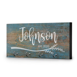 Rustic Blue Personalized Key Holder for Wall - Etsy