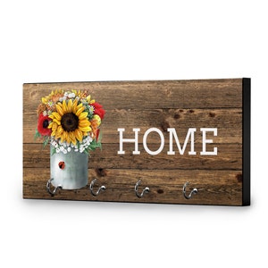 Modern Farmhouse Key Holder for Wall, Personalized Rustic Key Rack ...