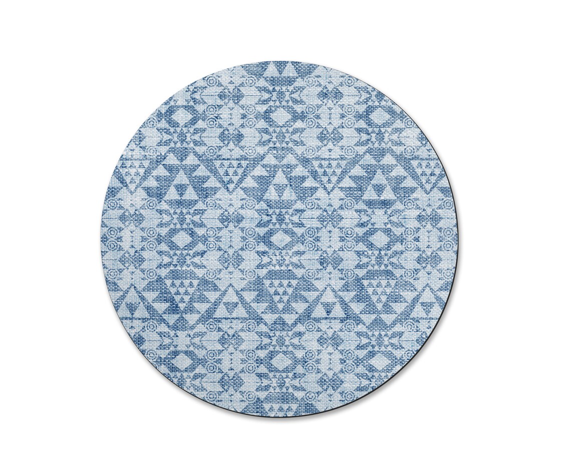 Denim Blue Round Mouse Pad Boho Chic Office Decor - Etsy