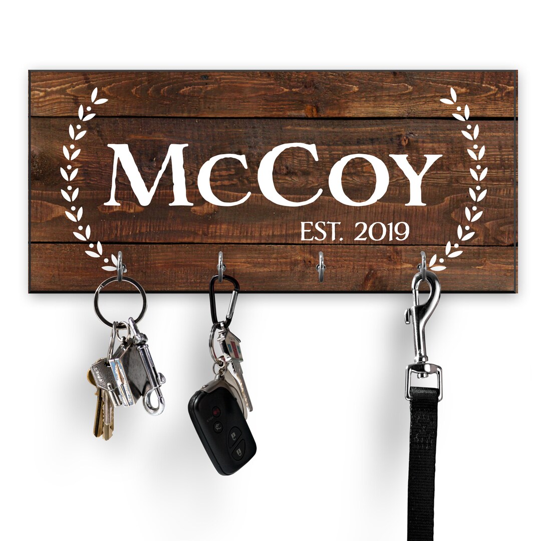 Rustic Key Holder for Wall, Personalized Key Rack, Modern Farmhouse ...