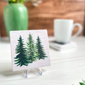 Stone Pine Tree Coasters - Rustic Coffee Table Decor - Lake Cabin ...