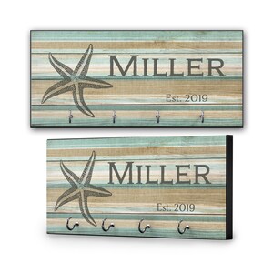 Beach House Key Holder for Wall, Personalized Key Hanger, Starfish ...