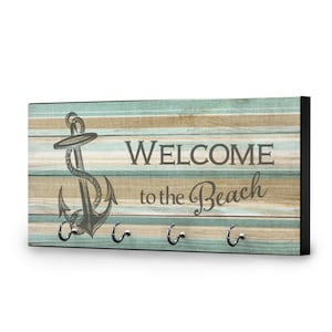 Key Holder for Wall, Welcome to the Beach Sign, Beach House Key Rack ...