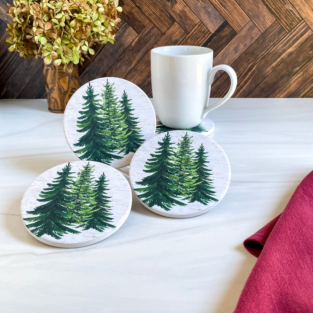 Pine Tree Coasters - Rustic Coffee Table Decor - Lake Cabin ...