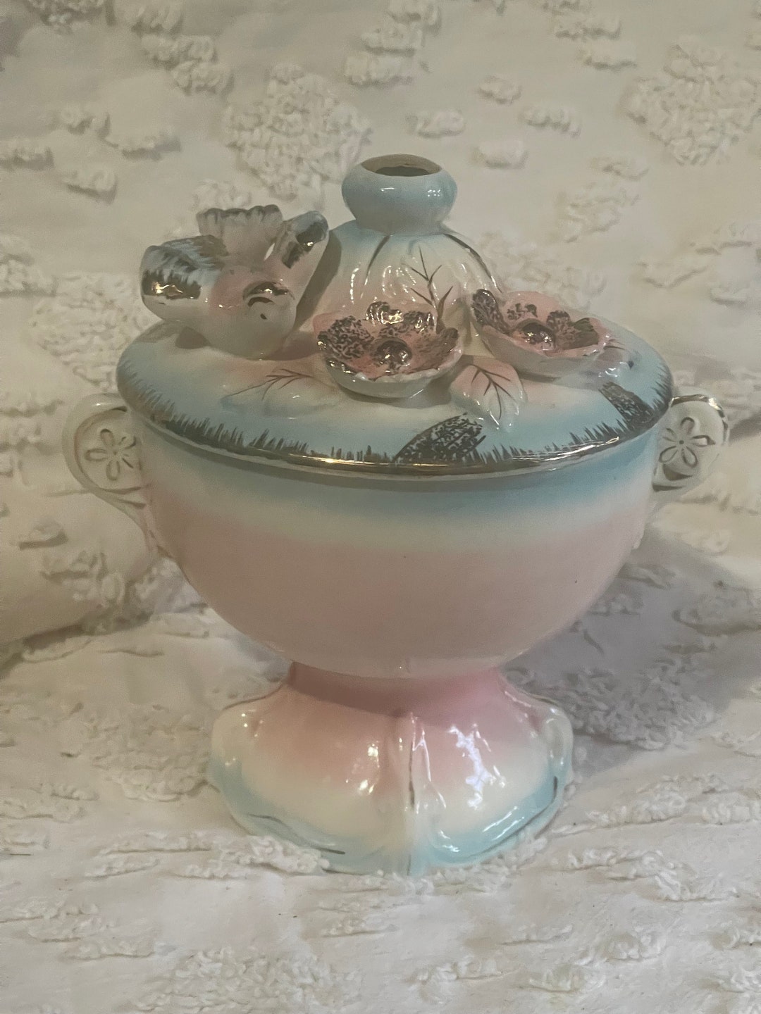 Vintage 1950s Betson Hand Painted Covered Candy Trinket Dish Bird ...