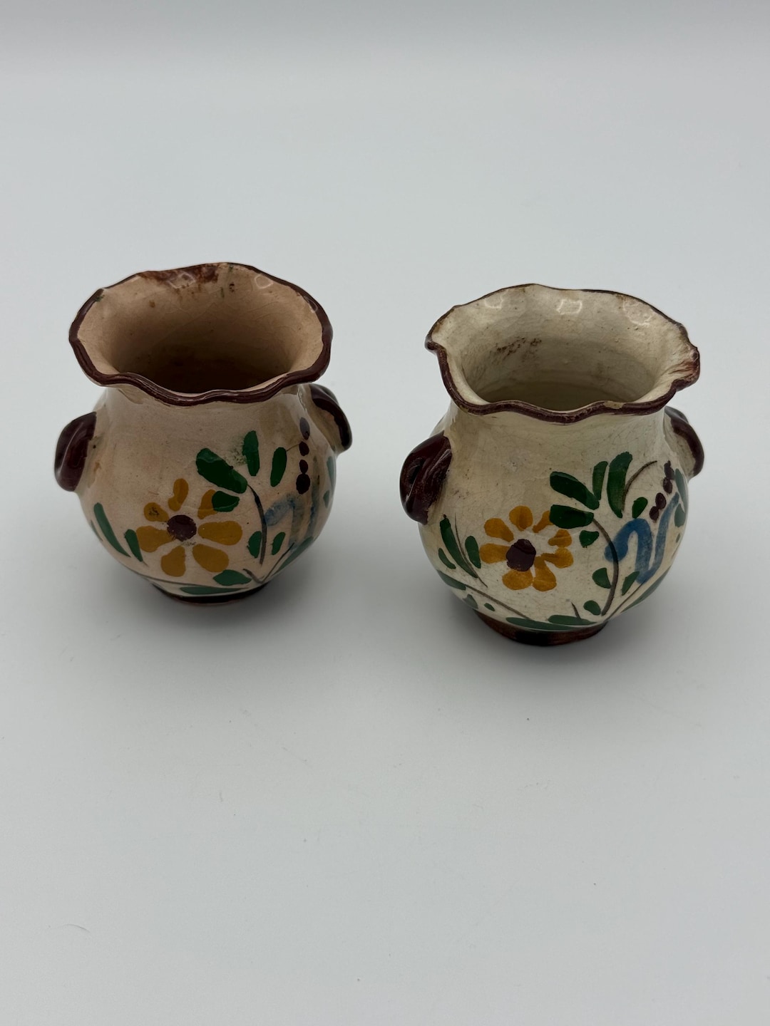 Set of Two Small Pottery Pots - Etsy