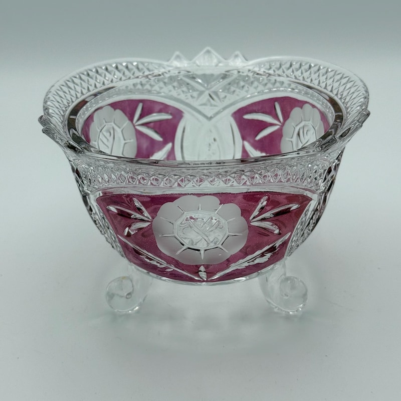 Blue Crystal Cut Bowl - Etsy