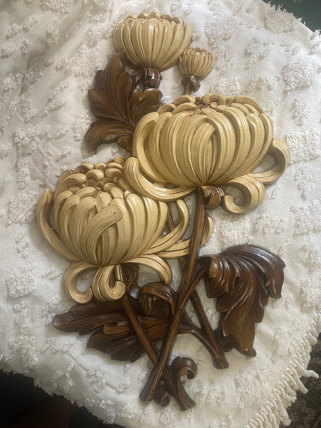 Vintage Boho Syroco Chrysanthemum Wall Decor - Etsy