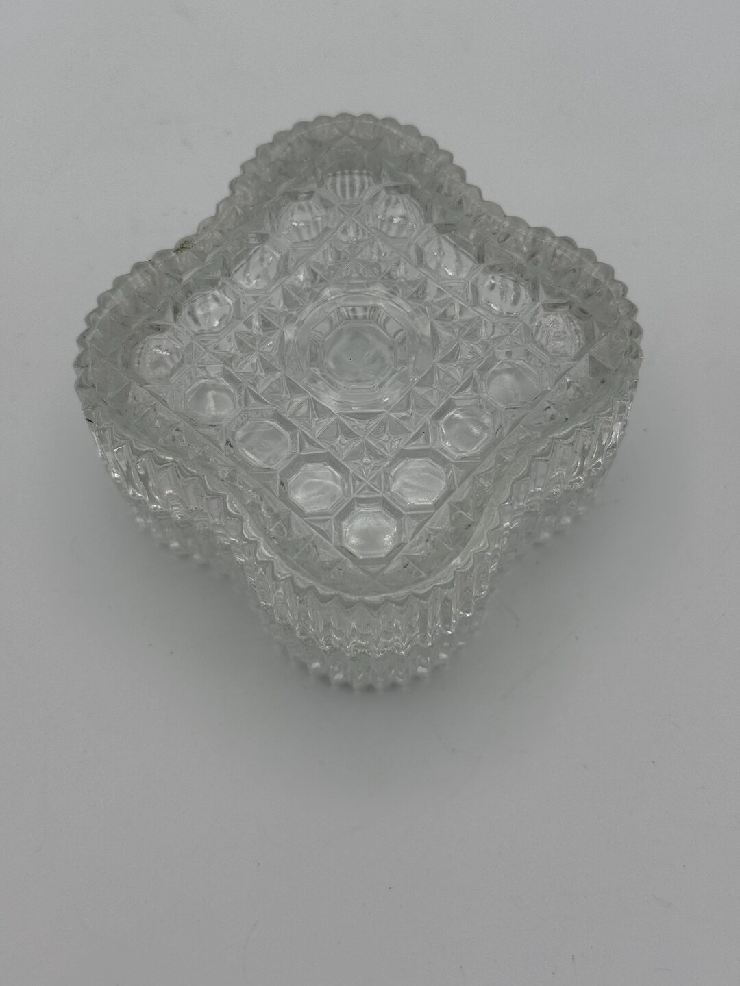 Vintage Pressed Glass Trinket Box - Etsy