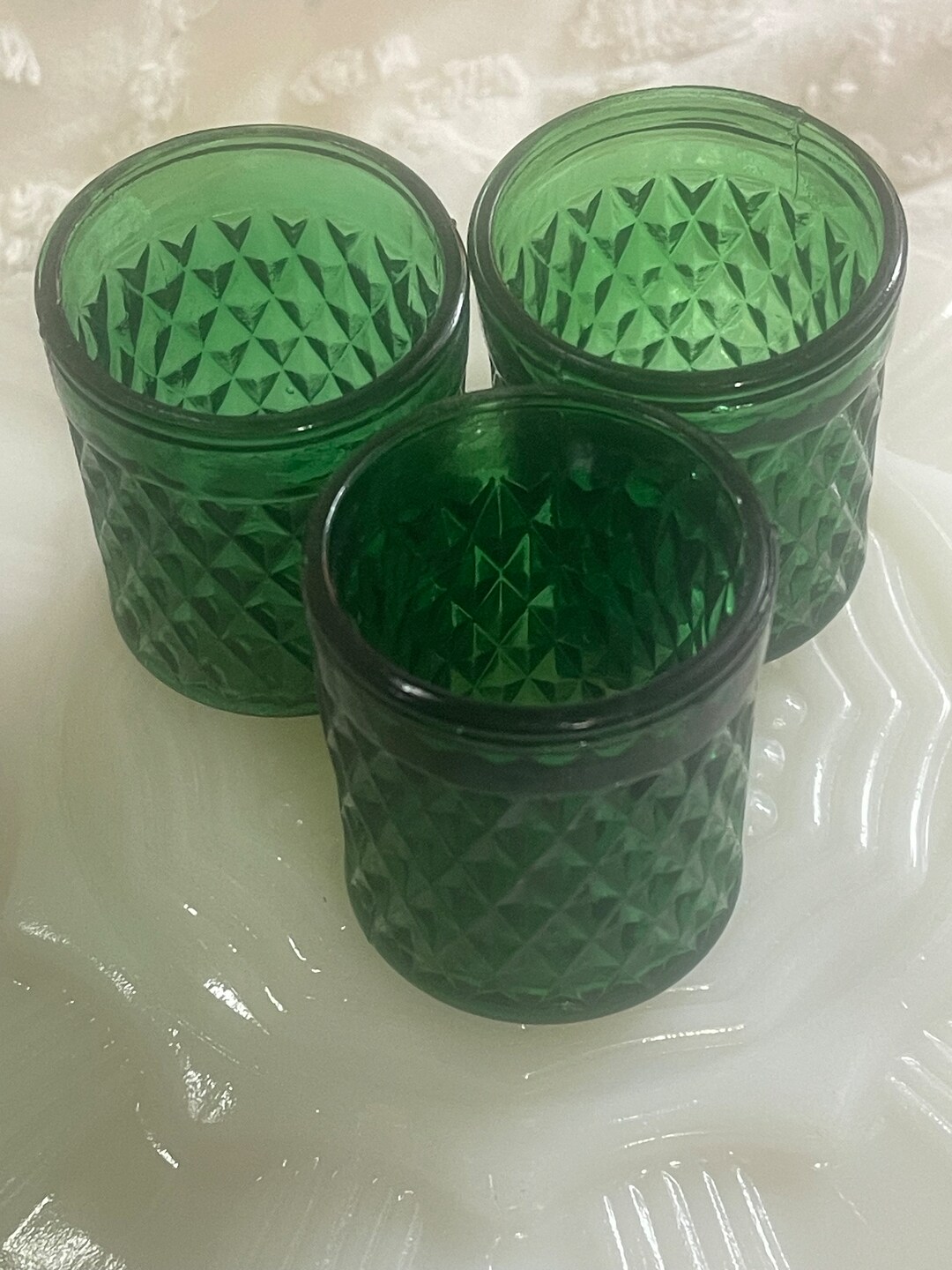 Emerald Green Shot Glasses Vintage - Etsy