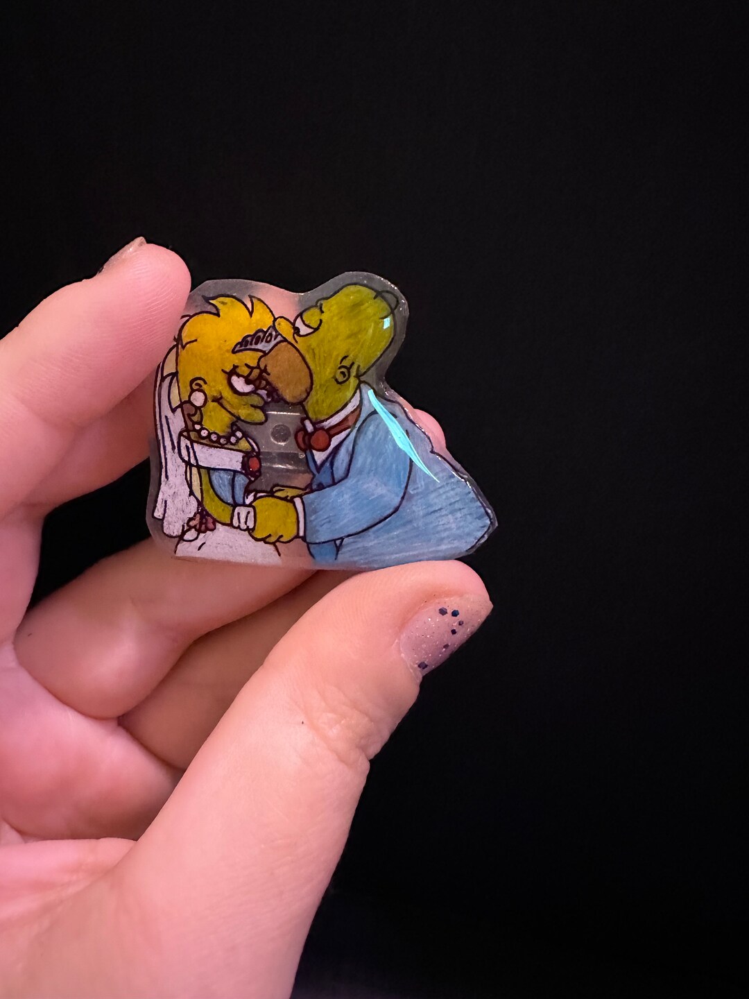 Homer and Lisa Simpson Lisa's Wedding Shrink Plastic DIY Homemade Pin ...