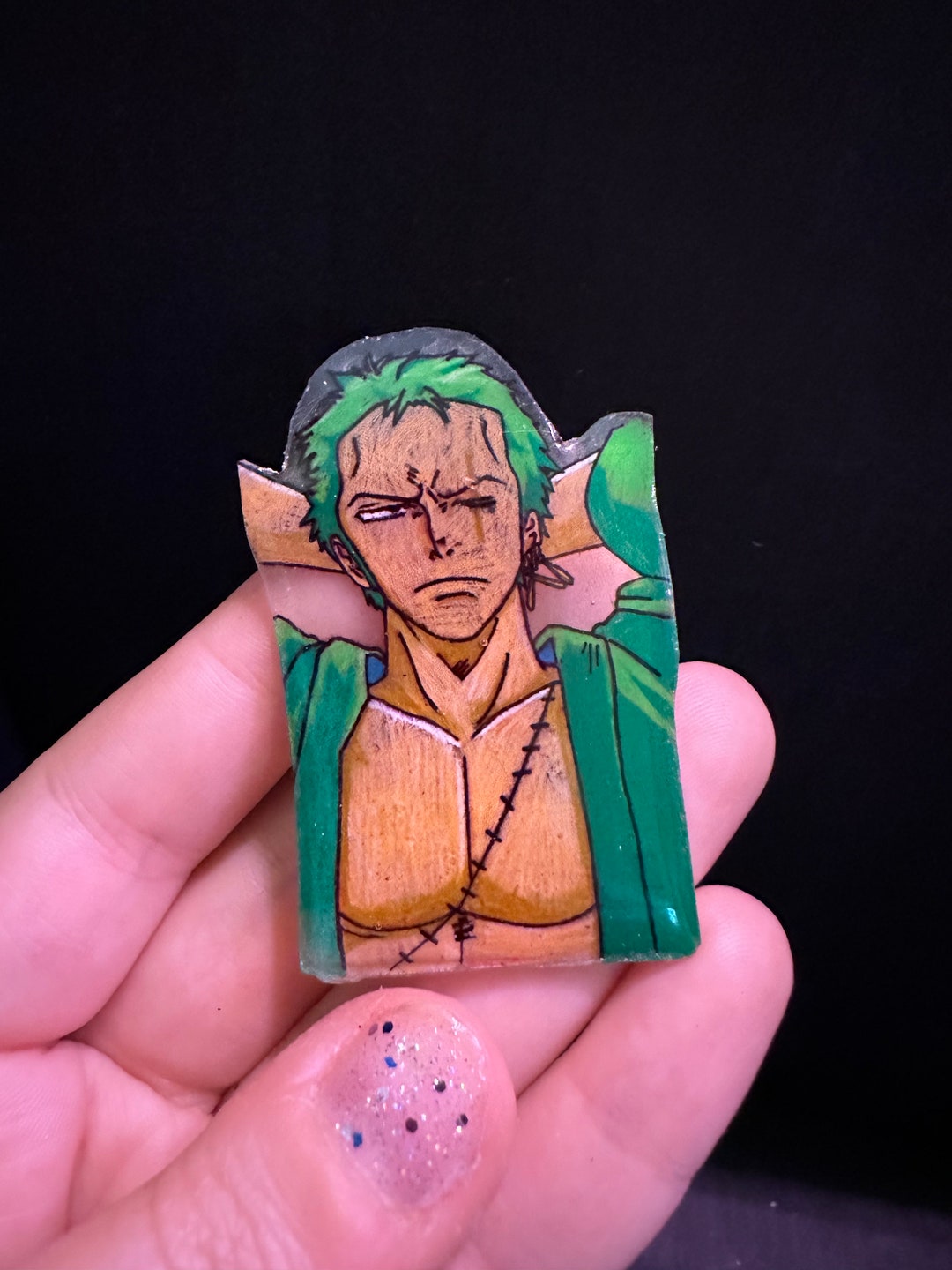 Roronoa Zoro One Piece Anime Handmade Shrink Plastic and Resin Pin - Etsy