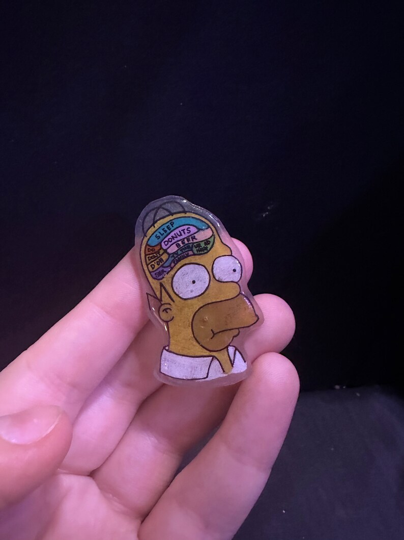 Homer Simpson Brain Map Shrink Plastic DIY Homemade Pin - Etsy