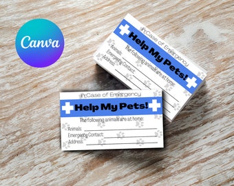 Pet Emergency Information Card - Etsy