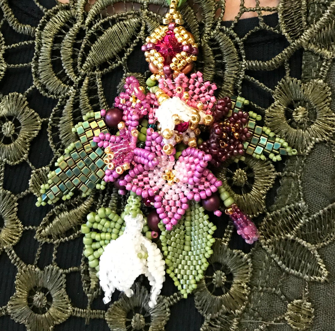 Seed Bead Pattern, Beadwork Tutorial, Beadweaving Pattern With Floral ...