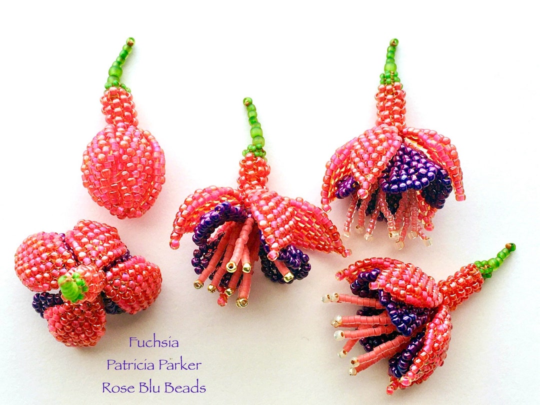 Seed Bead Pattern, Beaded Flower, Beading Instructions, Fuchsia ...