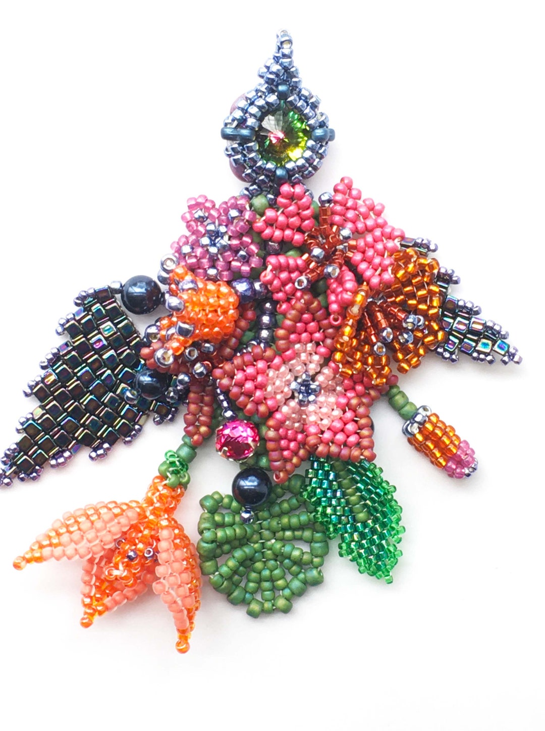 Seed Bead Pattern, Beadwork Tutorial, Beadweaving Pattern With Floral ...