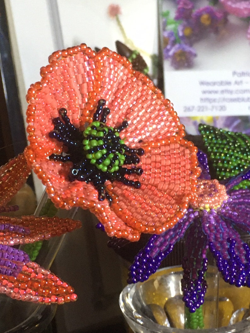Seed Bead Pattern, Beading Tutorial, Beaded Poppy Flower, Bead Weaving ...