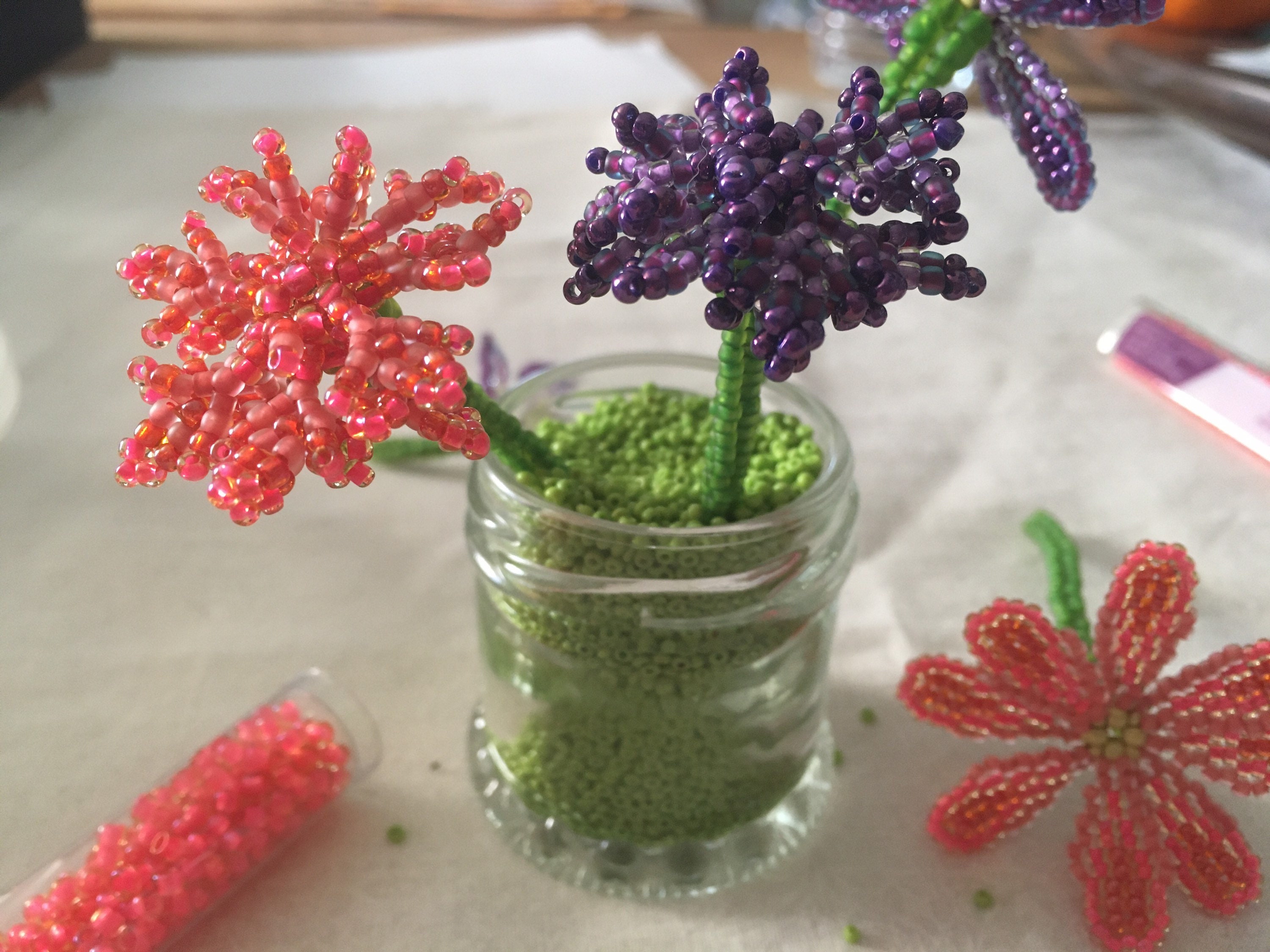 Seed Bead Pattern, Beaded Flower, Flower Tutorial, Bachelor's Button ...
