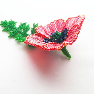 Seed Bead Pattern, Beading Tutorial, Beaded Poppy Flower, Bead Weaving ...