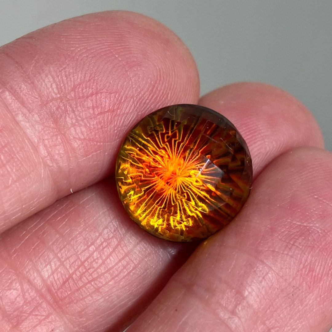 Fireball, Crystal Glass, 15mm, Foil Back, Topaz Iridescent, 3/4 Round ...
