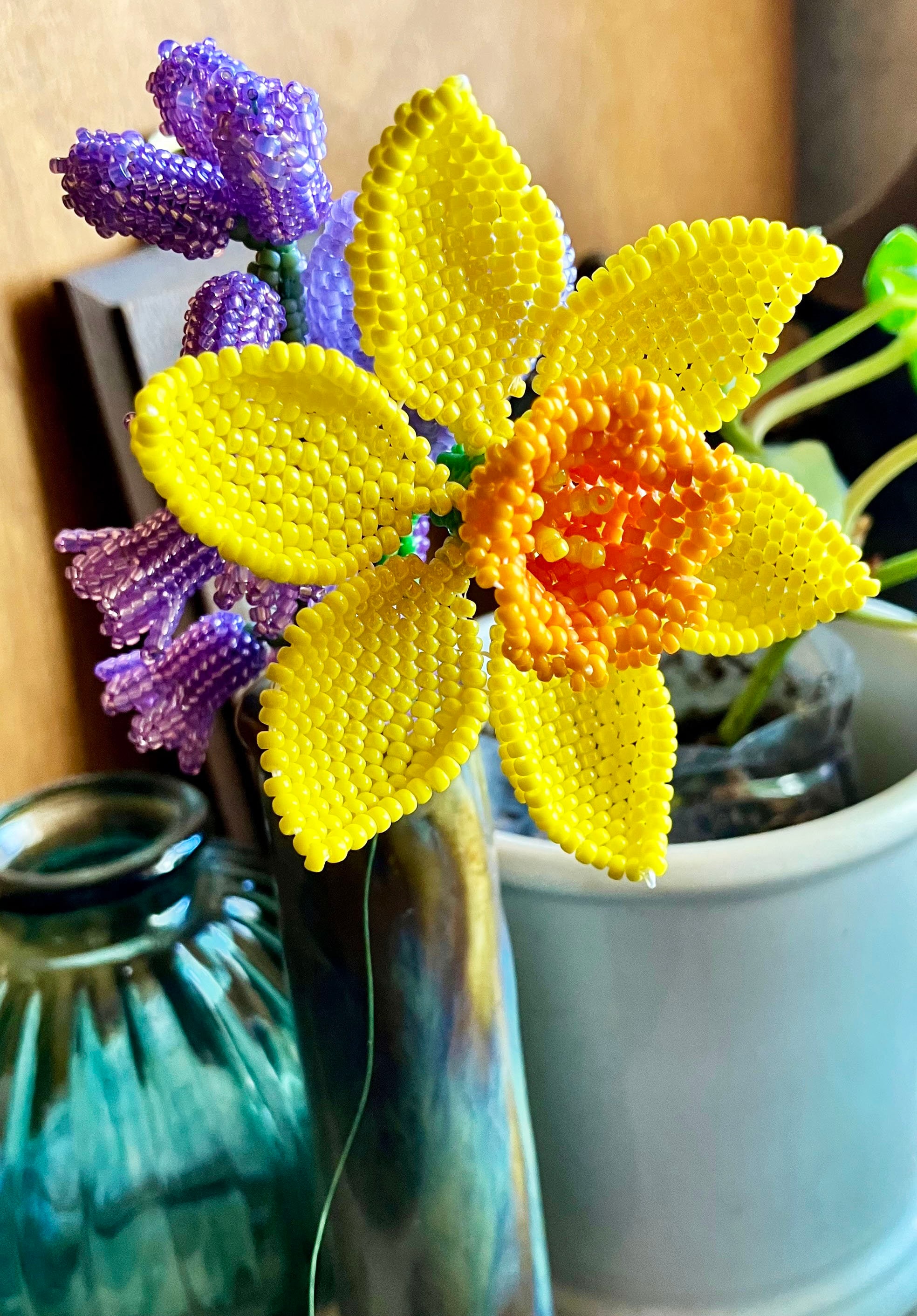 Stitched Seed Bead Flower Daffodil - Peyote or Brick Stitch Version ...