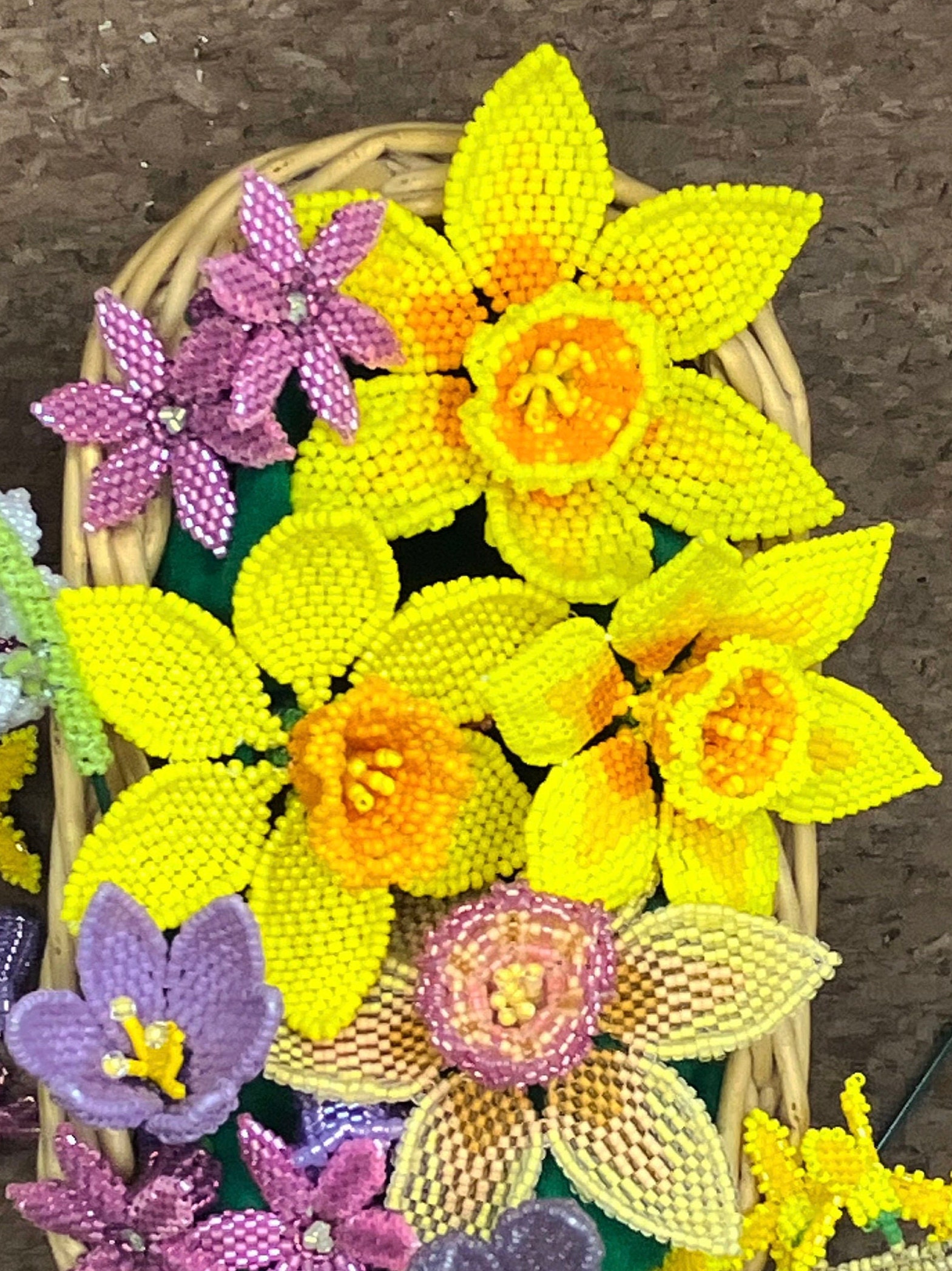 Stitched Seed Bead Flower Daffodil - Peyote or Brick Stitch Version ...