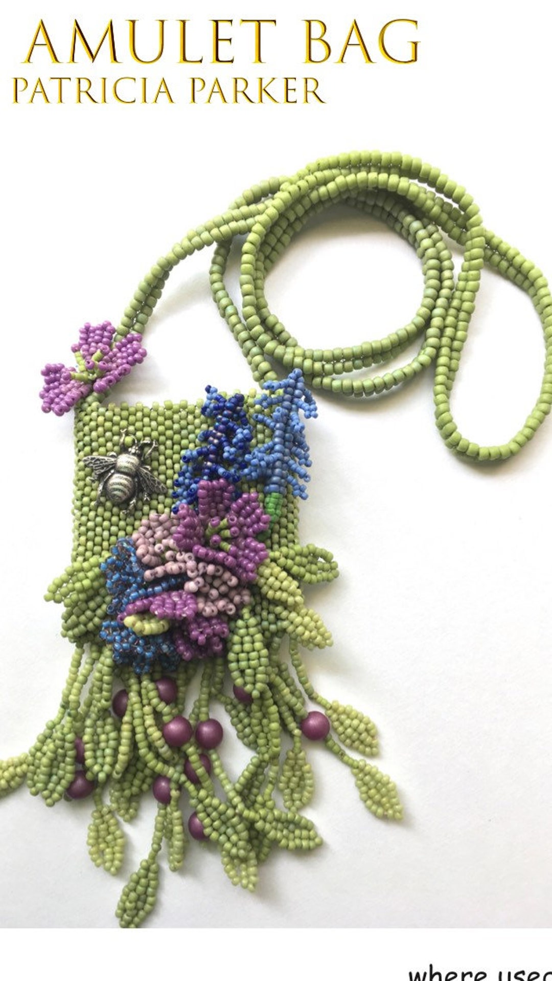 Seed Bead Pattern, Beaded Amulet Bag, Peyote Stitch, Wild Rose Amulet ...