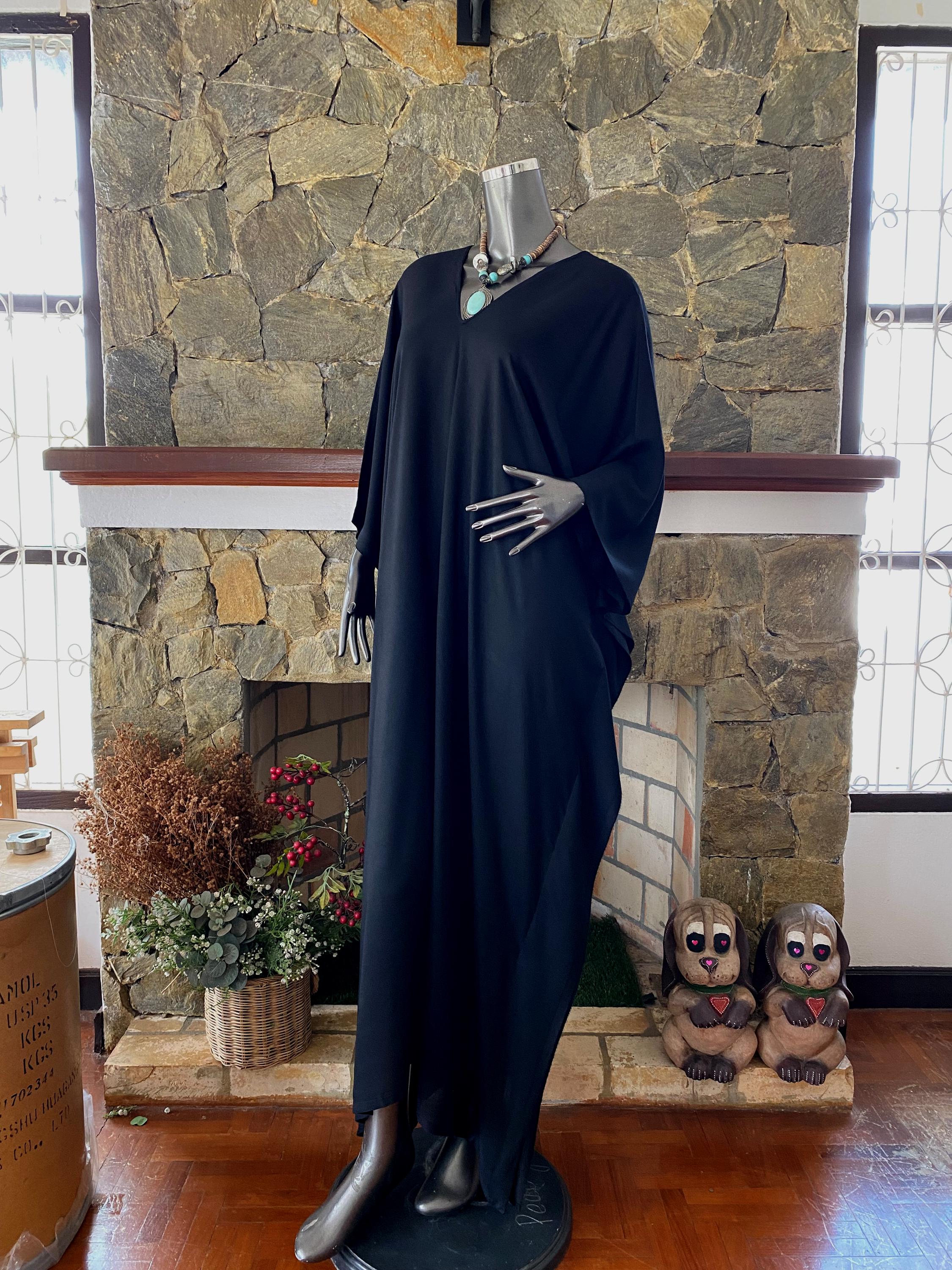 Hand Dyed Charcoal Black Rayon Caftan, Loose Fit Plus Size Kaftan - Etsy
