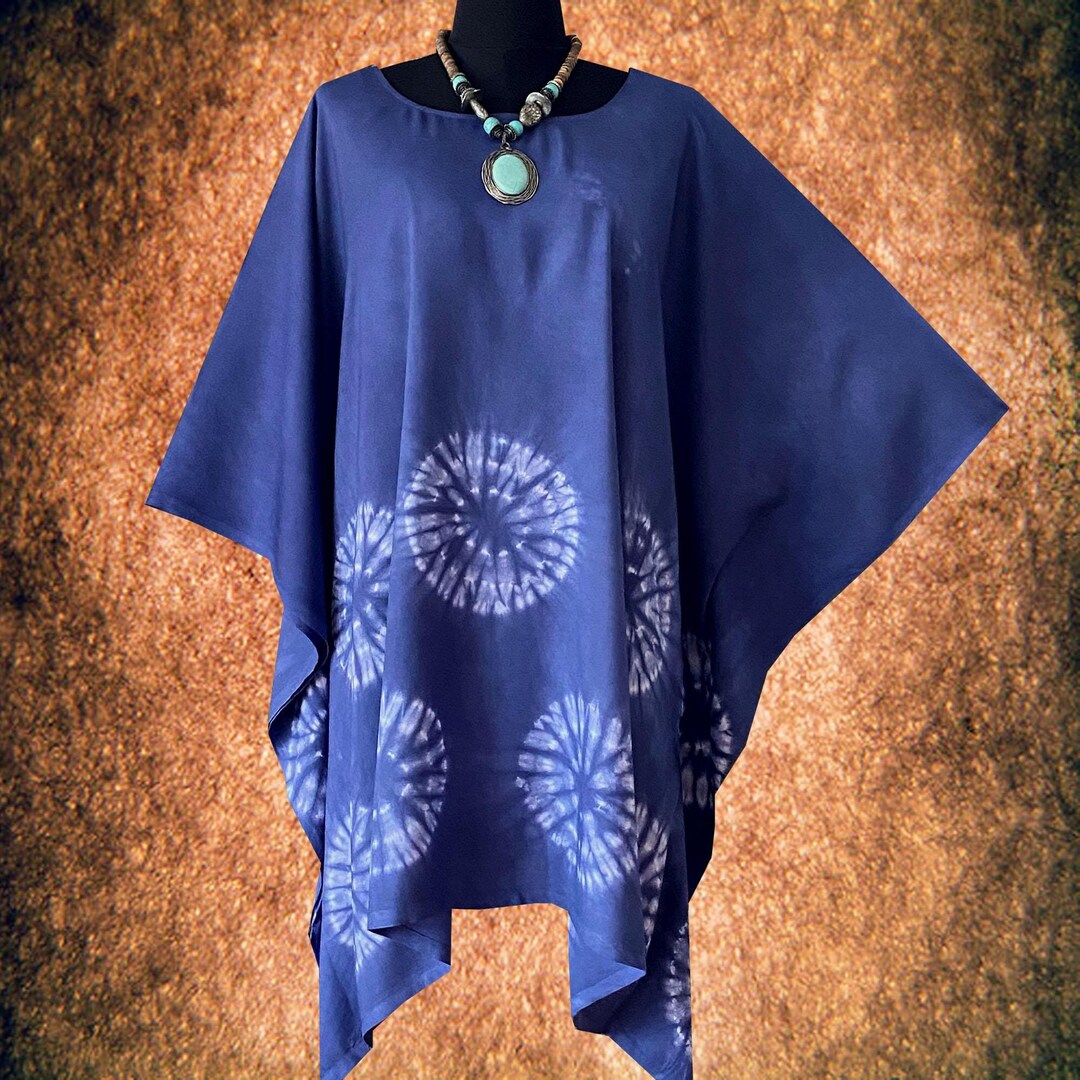 Shibori Tie Dye Rayon Cover Up, Japanese Poncho Blouse, One Size - Etsy