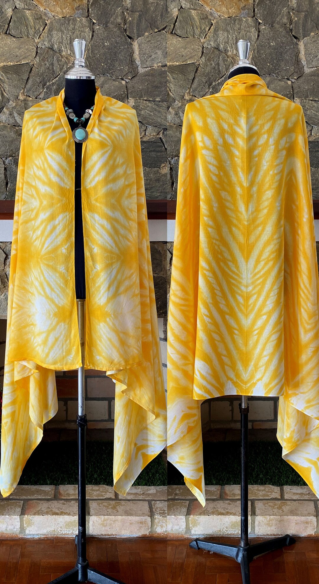 Yellow Japanese Shibori Tie Dye Handmade Beach Sarong Scarf - Etsy