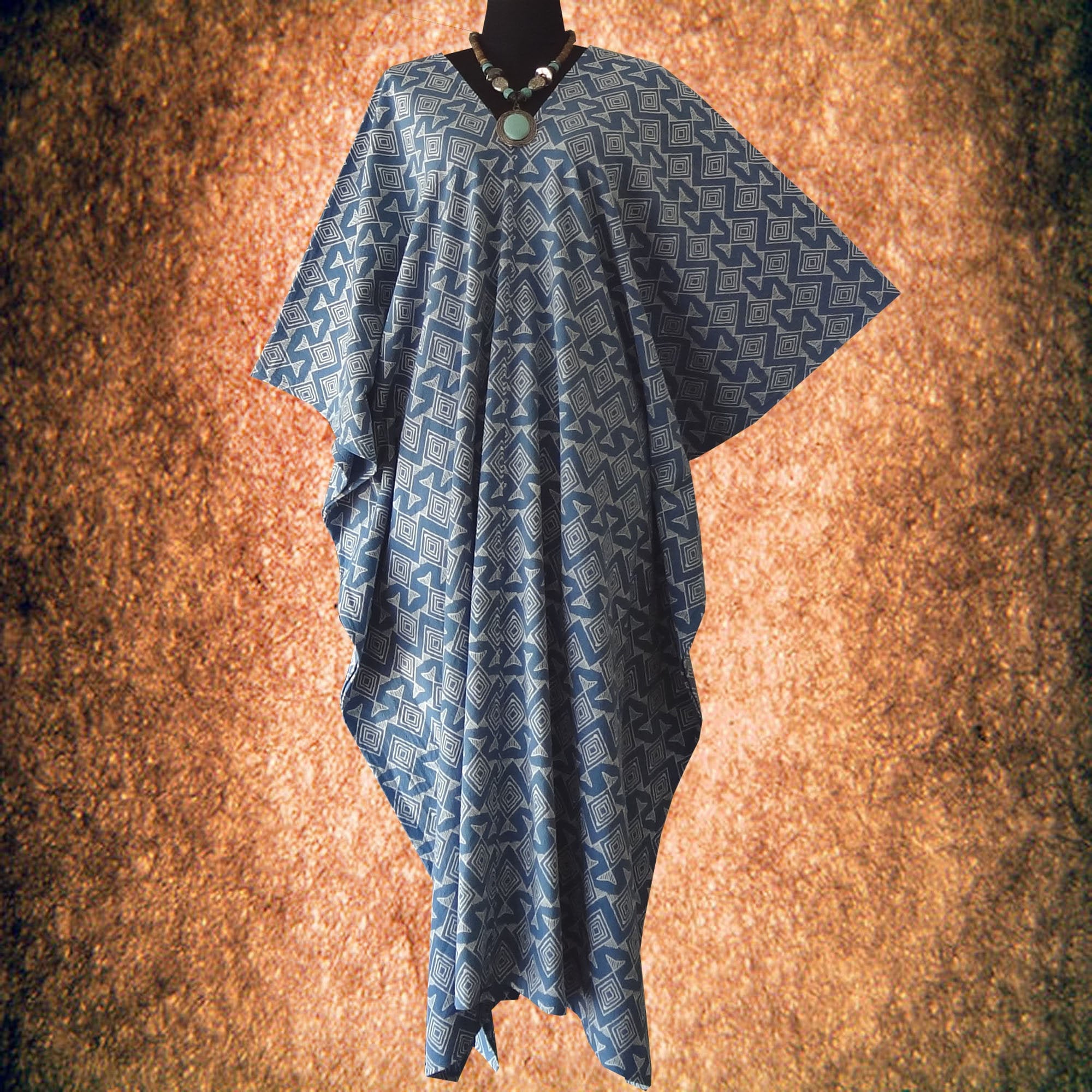 Tradition Japanese Durable Cotton blend V neck Caftan dress | Etsy